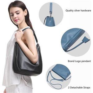 Bags | Womens Soft Faux Leather Hobo Bags Tote Blue | Poshmark